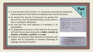 On_Translating_a_Tamil_Poem. Translation | PPTX