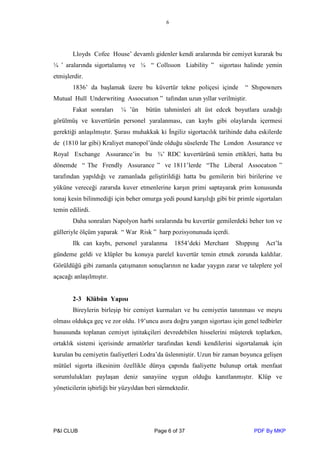 P&I Klübü ve Özelli̇kleri̇ | PDF