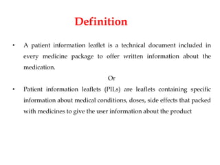 Patient Information Leaflet Content Design | PPTX