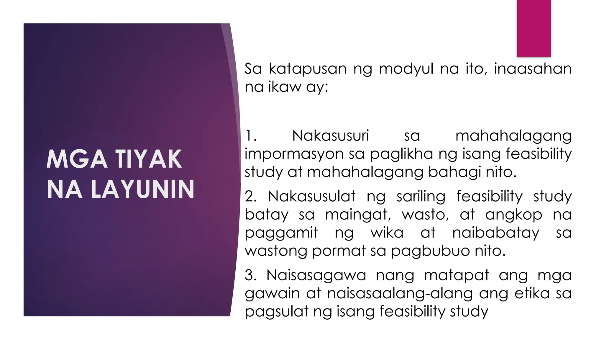 FILILINO SA PILING LARANG. FEASIBILITY STUDY. | PPTX