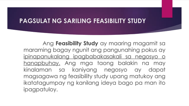 FILILINO SA PILING LARANG. FEASIBILITY STUDY. | PPTX