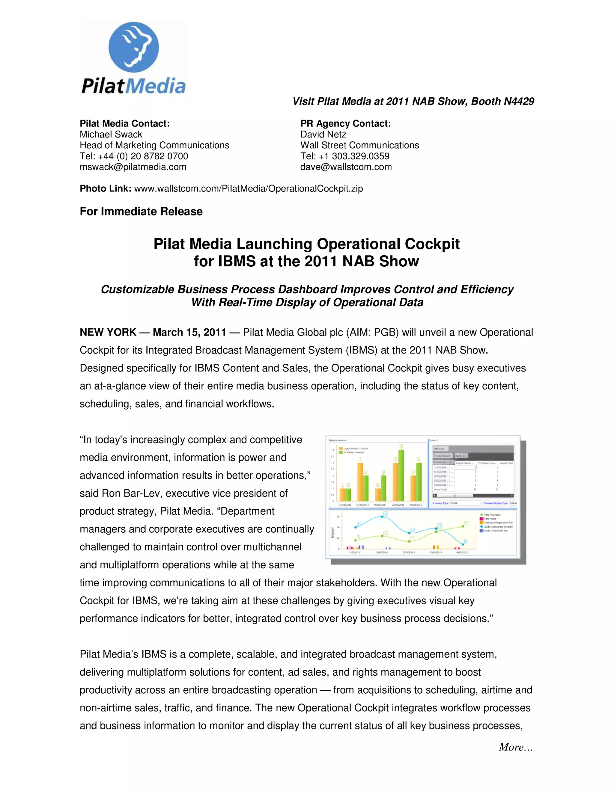 Pilat media operational cockpit pr | PDF