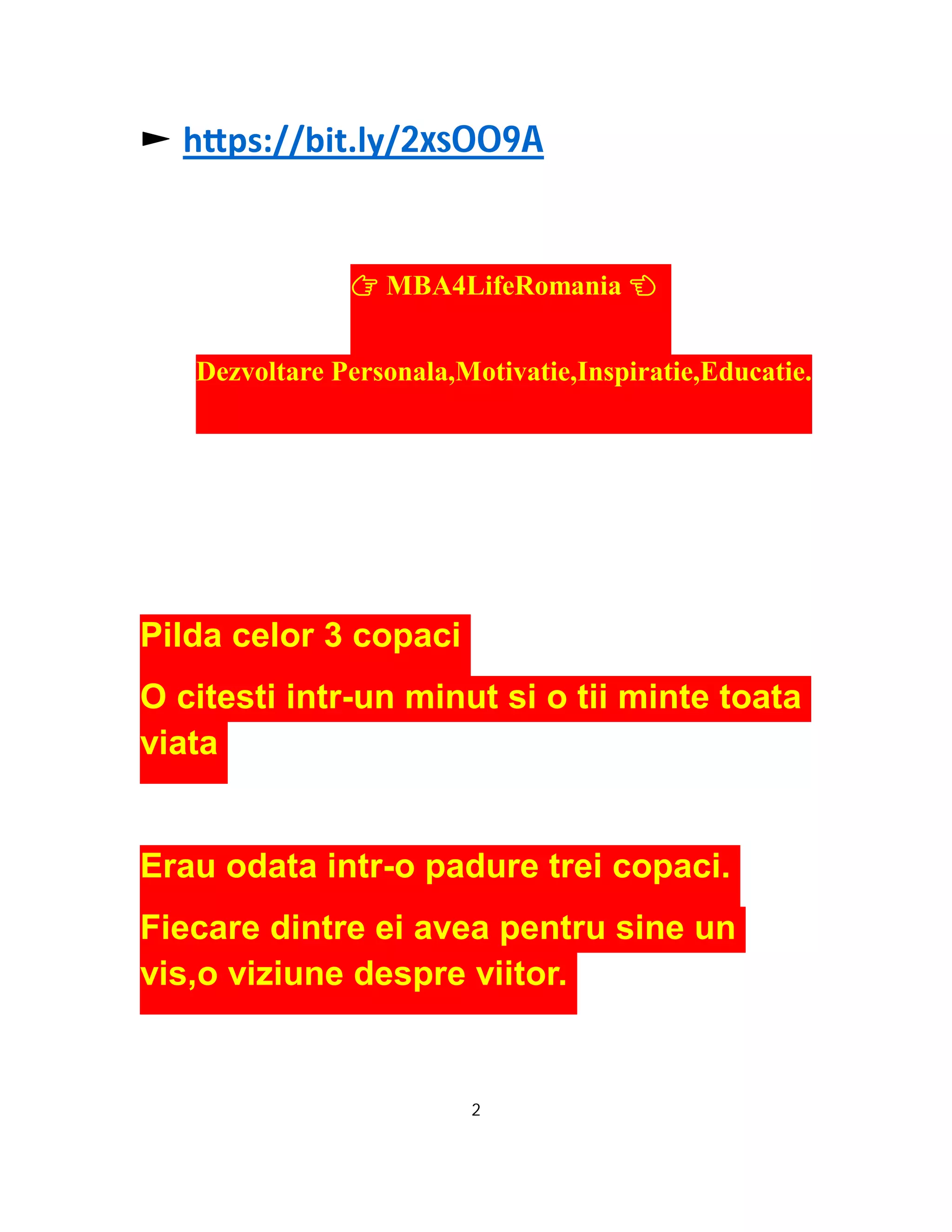 Pilda celor trei copaci | PDF