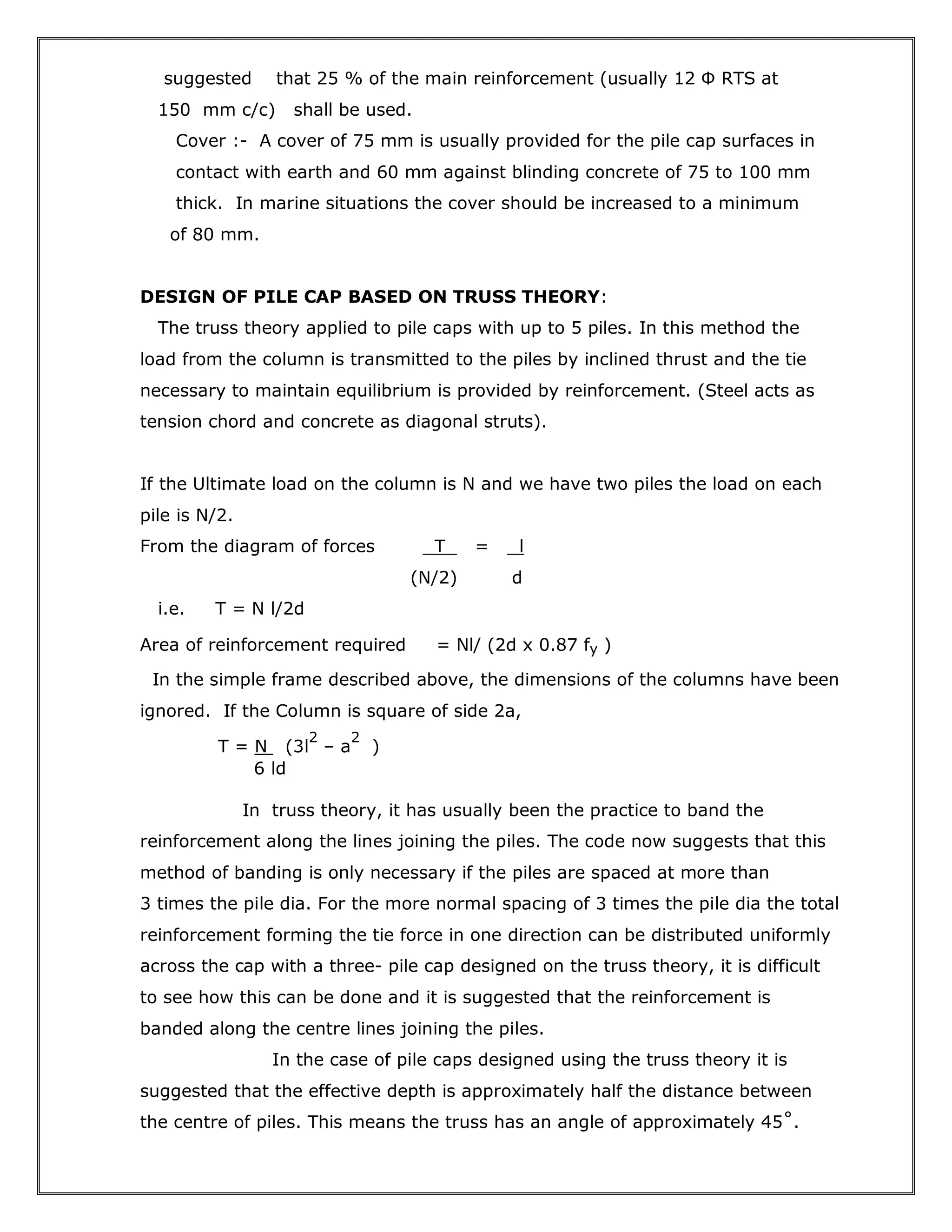 Pile cap two pile laod 50 t desigh and drawing | PDF