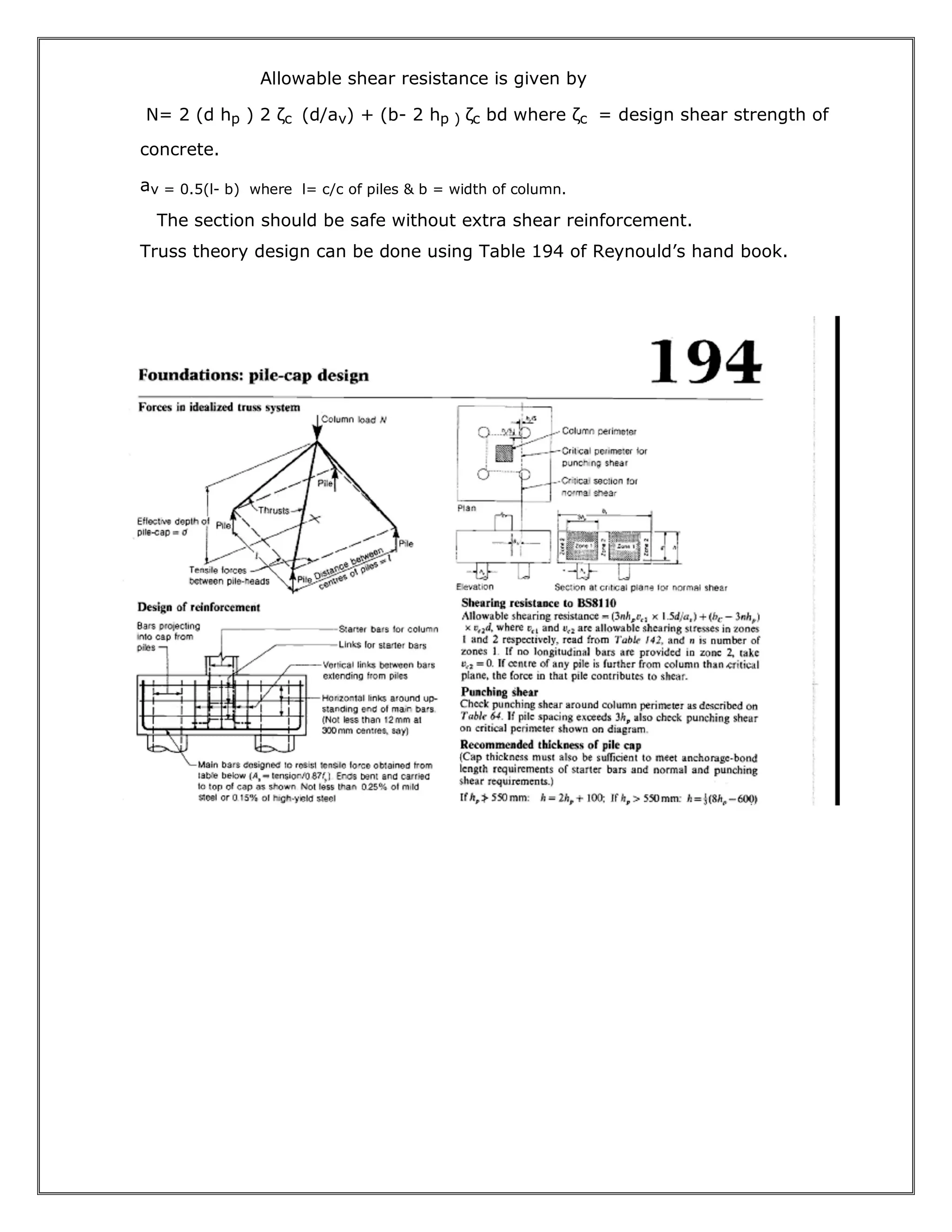 Pile cap two pile laod 50 t desigh and drawing | PDF