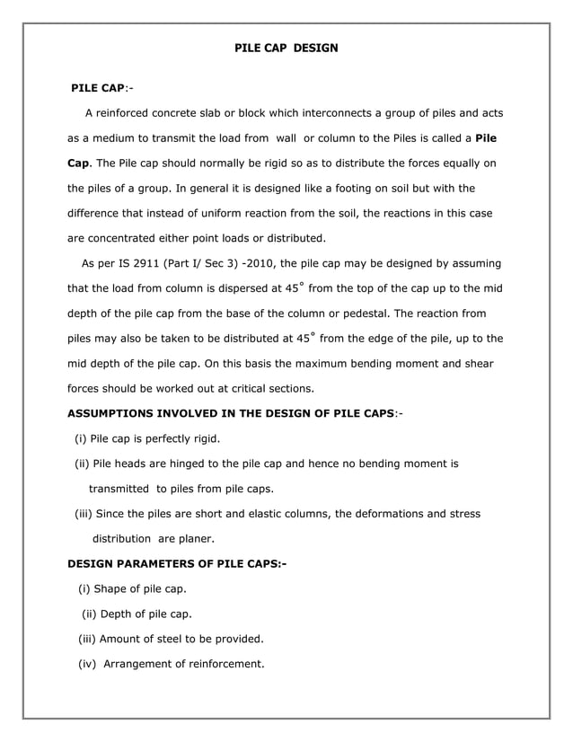 Pile cap two pile laod 50 t desigh and drawing | PDF | Physics | Science