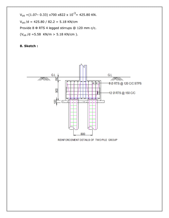 Pile cap two pile laod 50 t desigh and drawing | PDF | Physics | Science