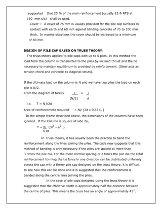 Pile cap two pile laod 50 t desigh and drawing | PDF