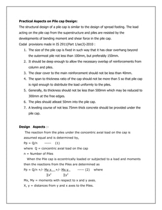 Pile cap two pile laod 50 t desigh and drawing | PDF