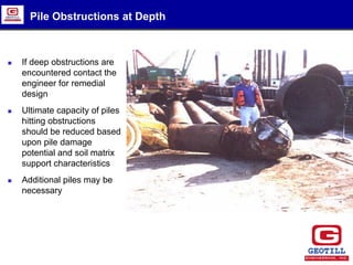 Pile driving problems and solutions by Dr. Malek Smadi of GEOTILL | PDF