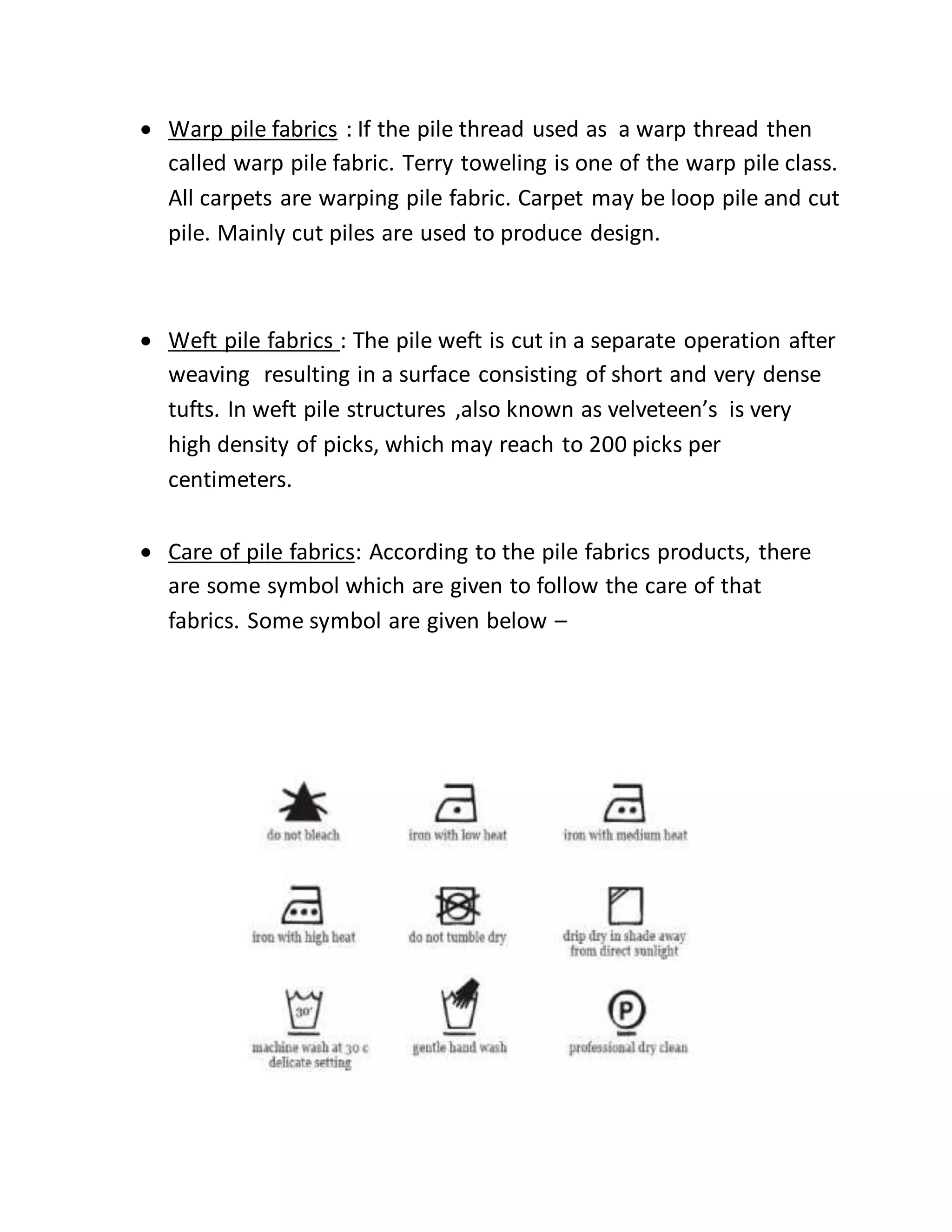 Pile fabrics | DOCX