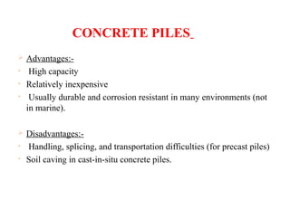 TYPES OF PILE FOUNDATION & APPLICATIONS | PPT