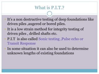 Pile integrity test | PPTX | Civil Engineering Industry | Industries