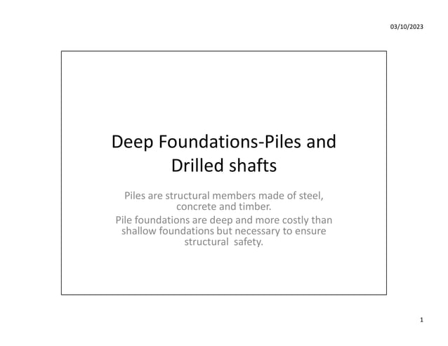 Piles and drilled shaft - Deep Foundations | PDF