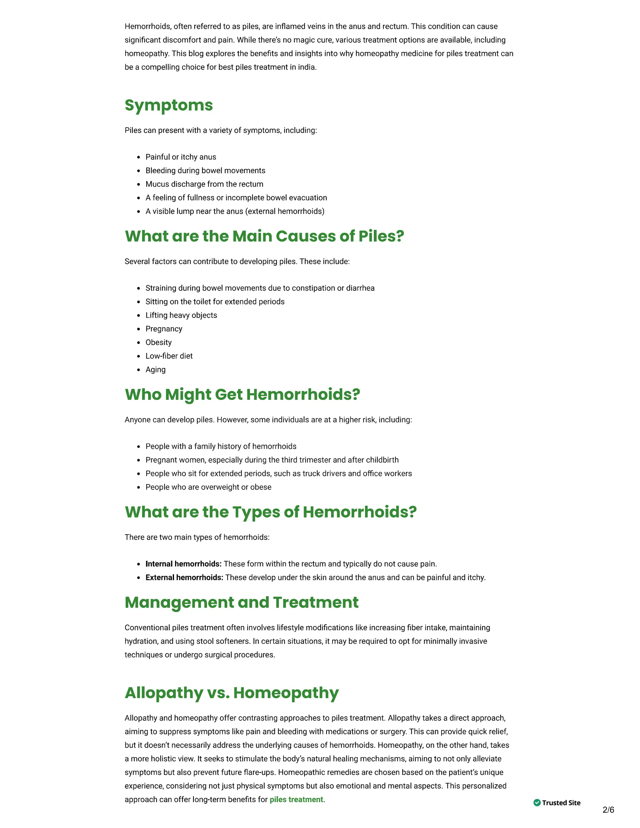 Benefits of Homeopathy Medicine for Effective Piles Treatment | PDF