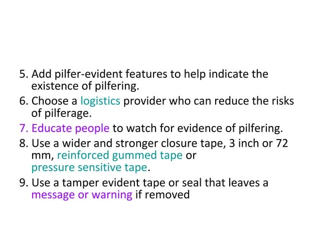 Pilferproof packaging | PPT | Logistics | Business