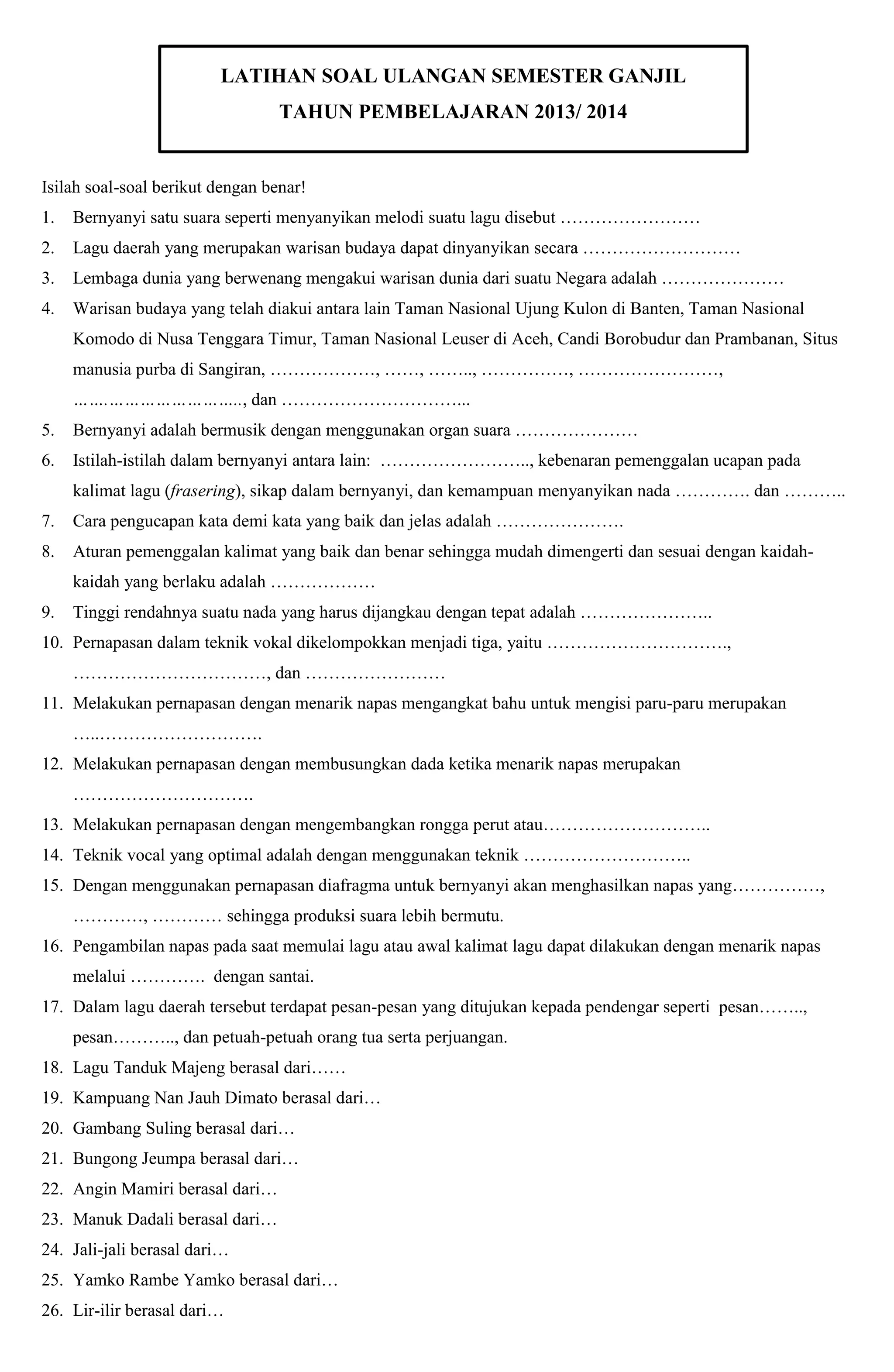 Pilihlah jawaban soal | PDF