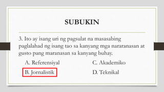 Filipino sa Piling Larang Tech Voc Pagsulat | PPTX
