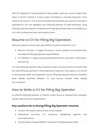 Piling Rig Operator Resume Examples & Writing Guide for 2025 | PDF