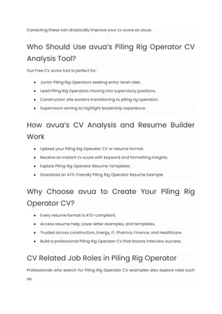 Piling Rig Operator Resume Examples & Writing Guide for 2025 | PDF