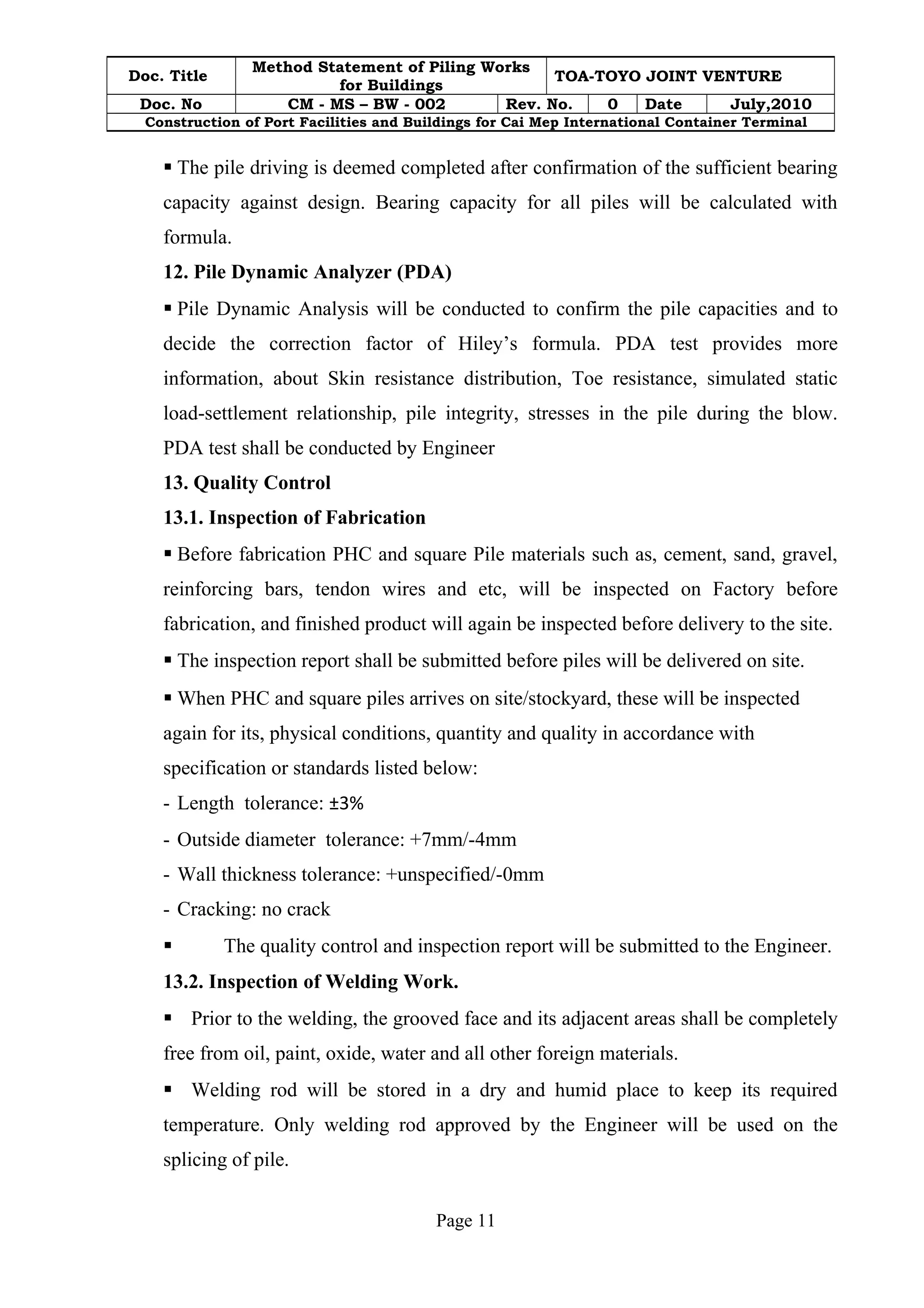 Piling work method statement cm- ms- bw - 002 | DOC