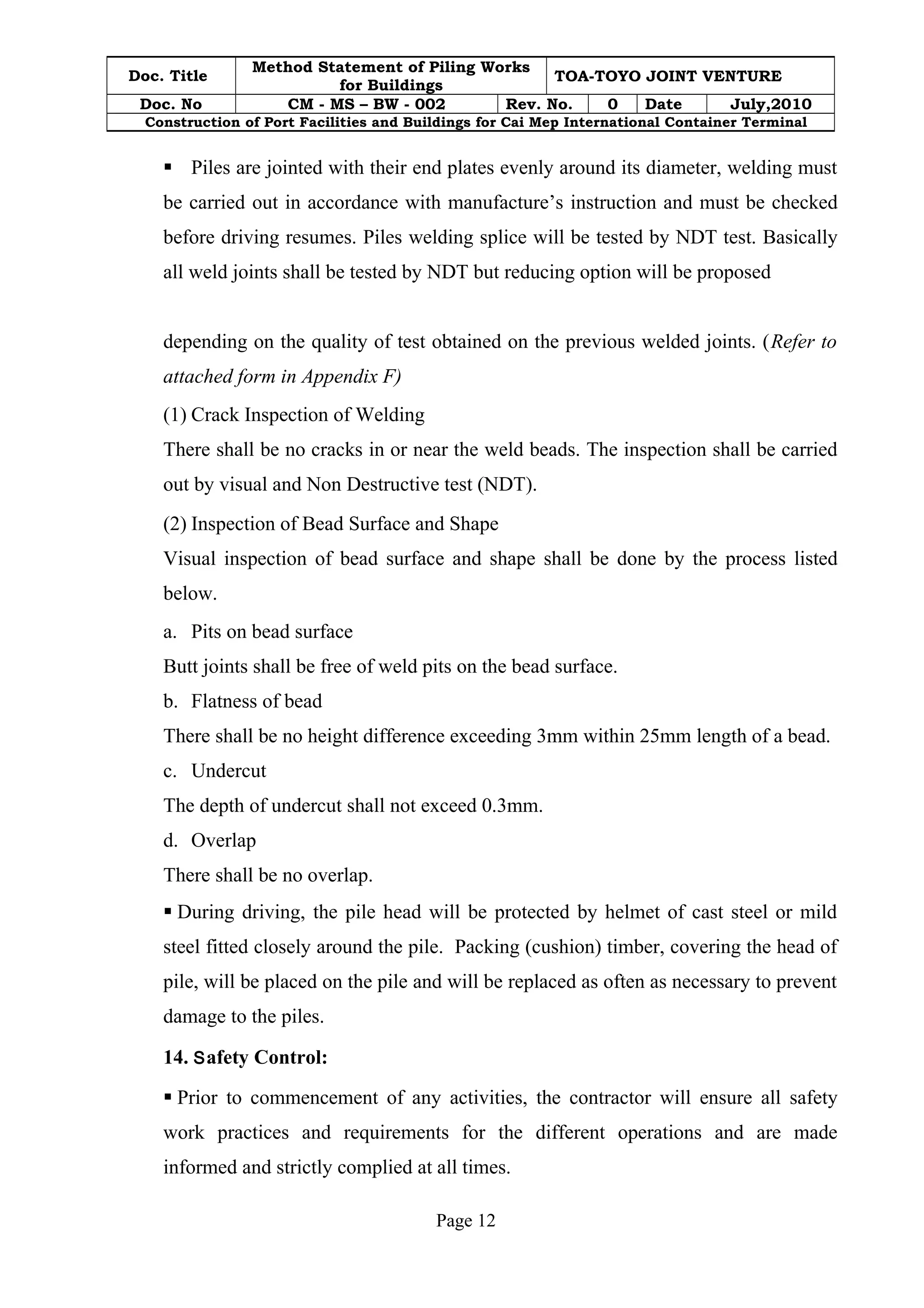 Piling work method statement cm- ms- bw - 002 | DOC