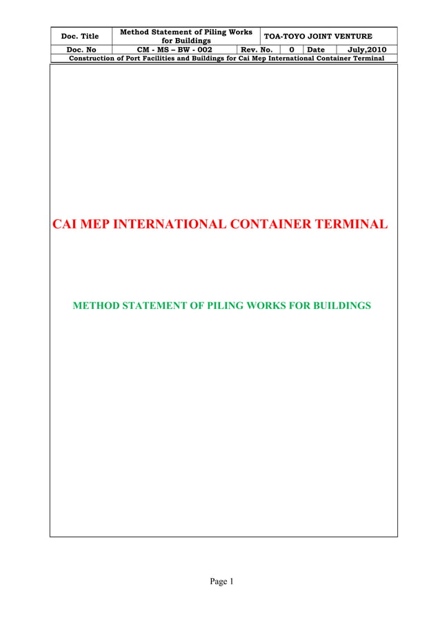 Piling work method statement cm- ms- bw - 002 | DOC