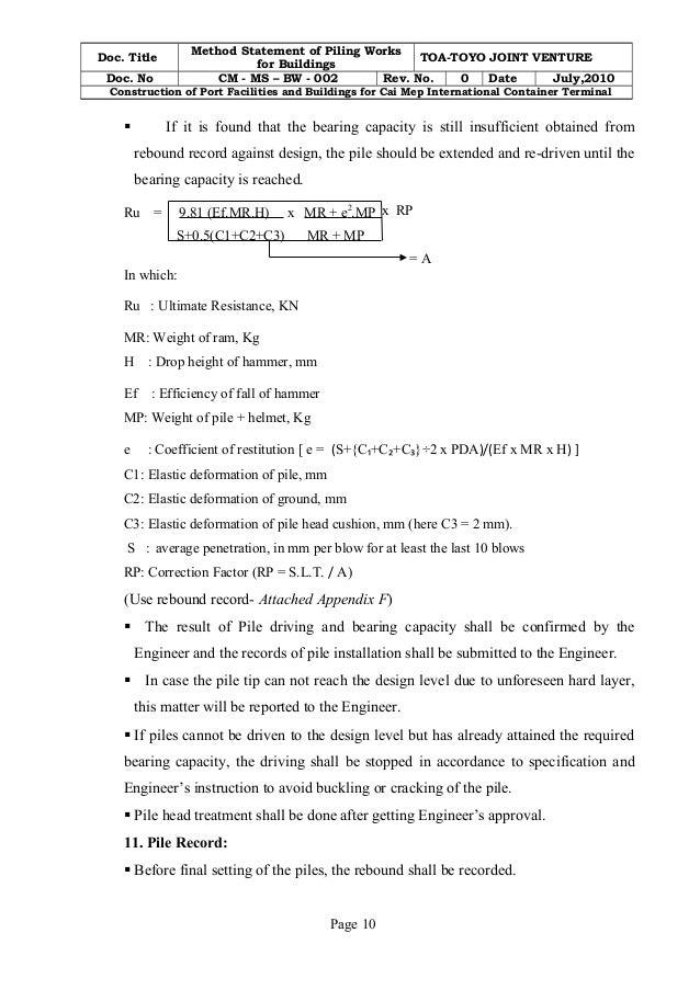 Piling work method statement cm- ms- bw - 002