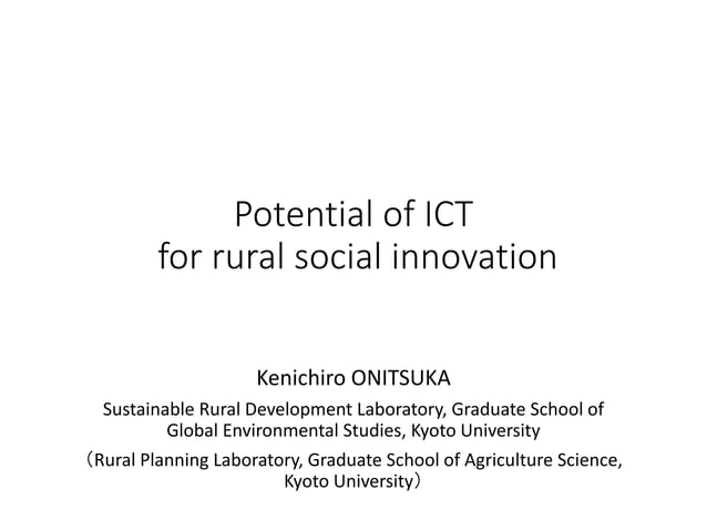 Potential of ICT for rural social innovation | PPT
