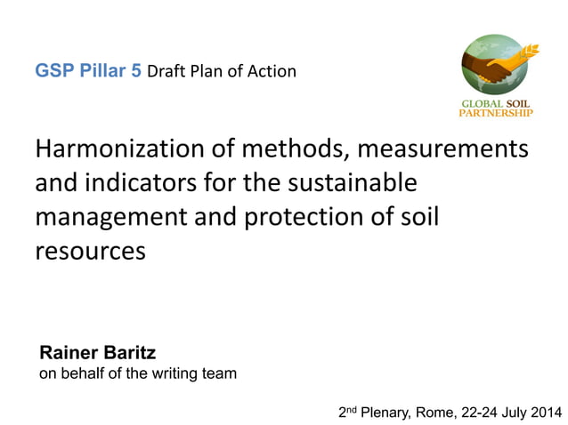 GSP Pillar 5 Draft Plan of Action Harmonization of methods ...