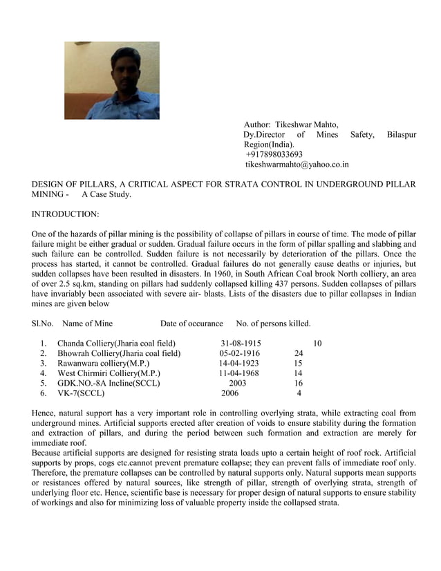 Pillar design - a case study | PDF