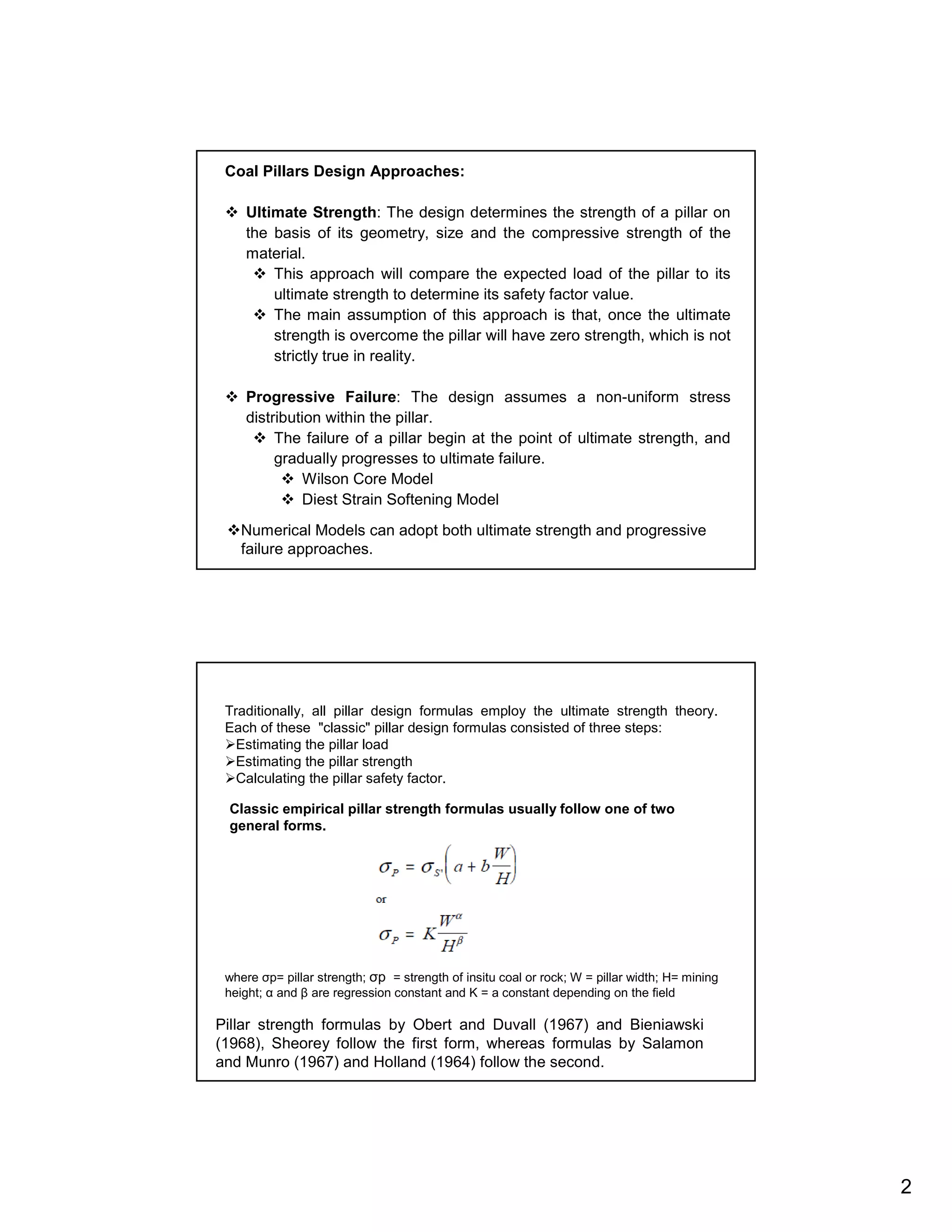 Pillar design in coal mines | PDF
