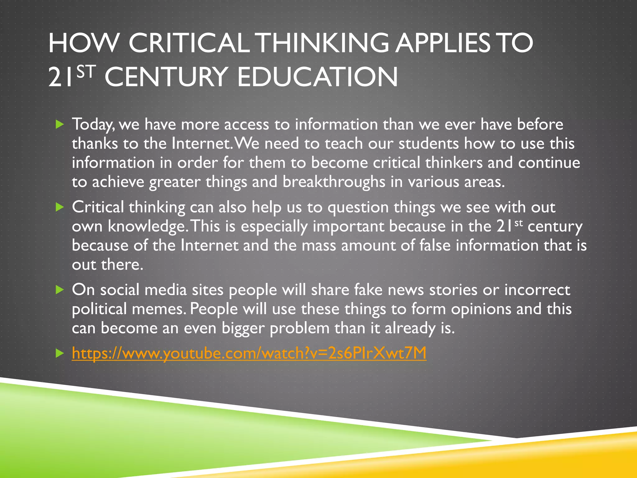 21st Century Education (Critical Thinking) | PPT