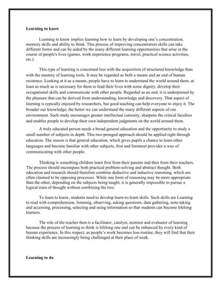 The Four Pillars of Education | DOCX