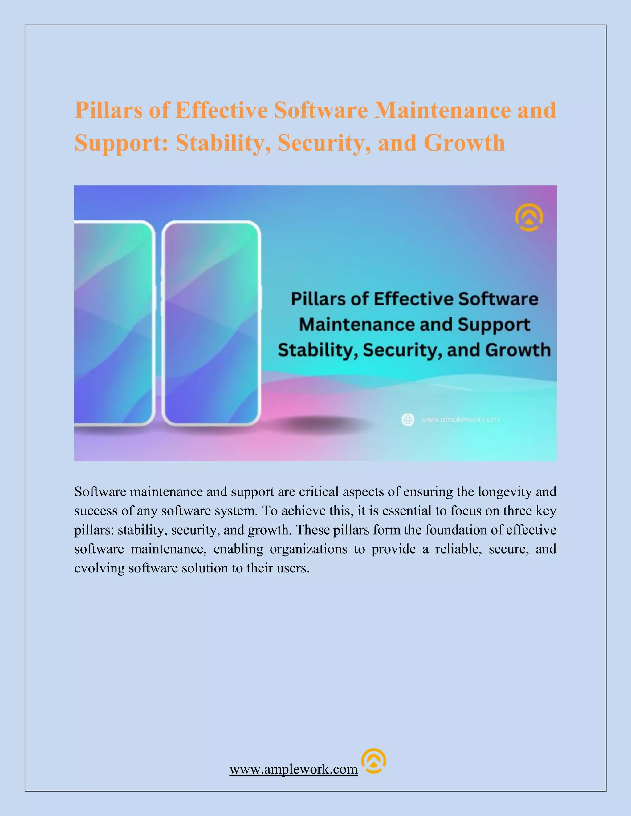 Pillars of Effective Software Maintenance and Support Stability, Security, and Growth.pdf ...
