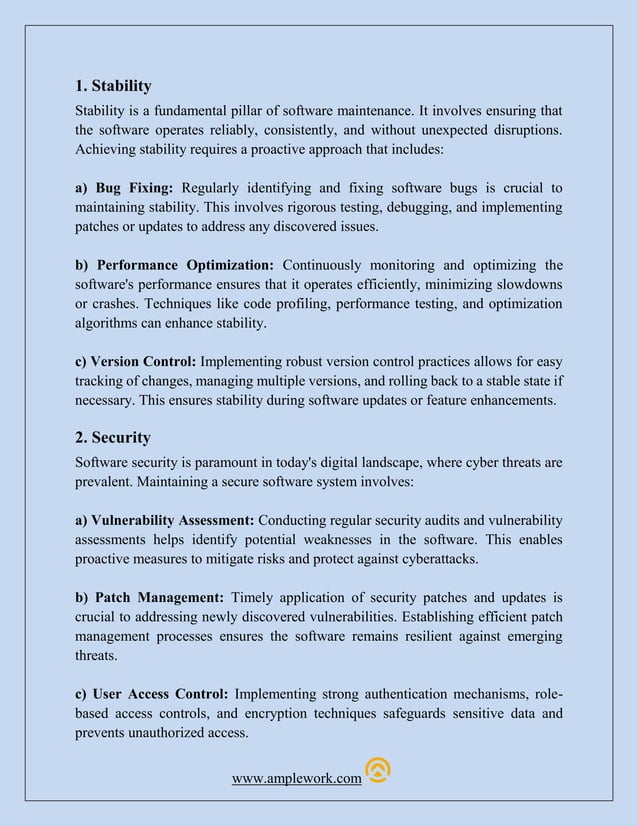 Pillars of Effective Software Maintenance and Support Stability, Security, and Growth.pdf ...
