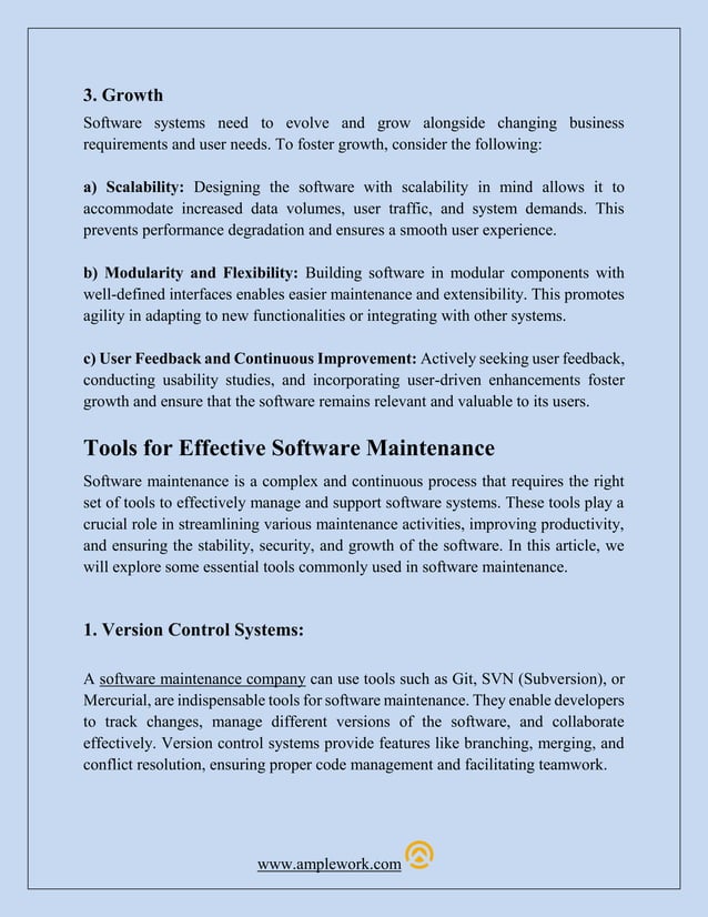 Pillars of Effective Software Maintenance and Support Stability, Security, and Growth.pdf ...