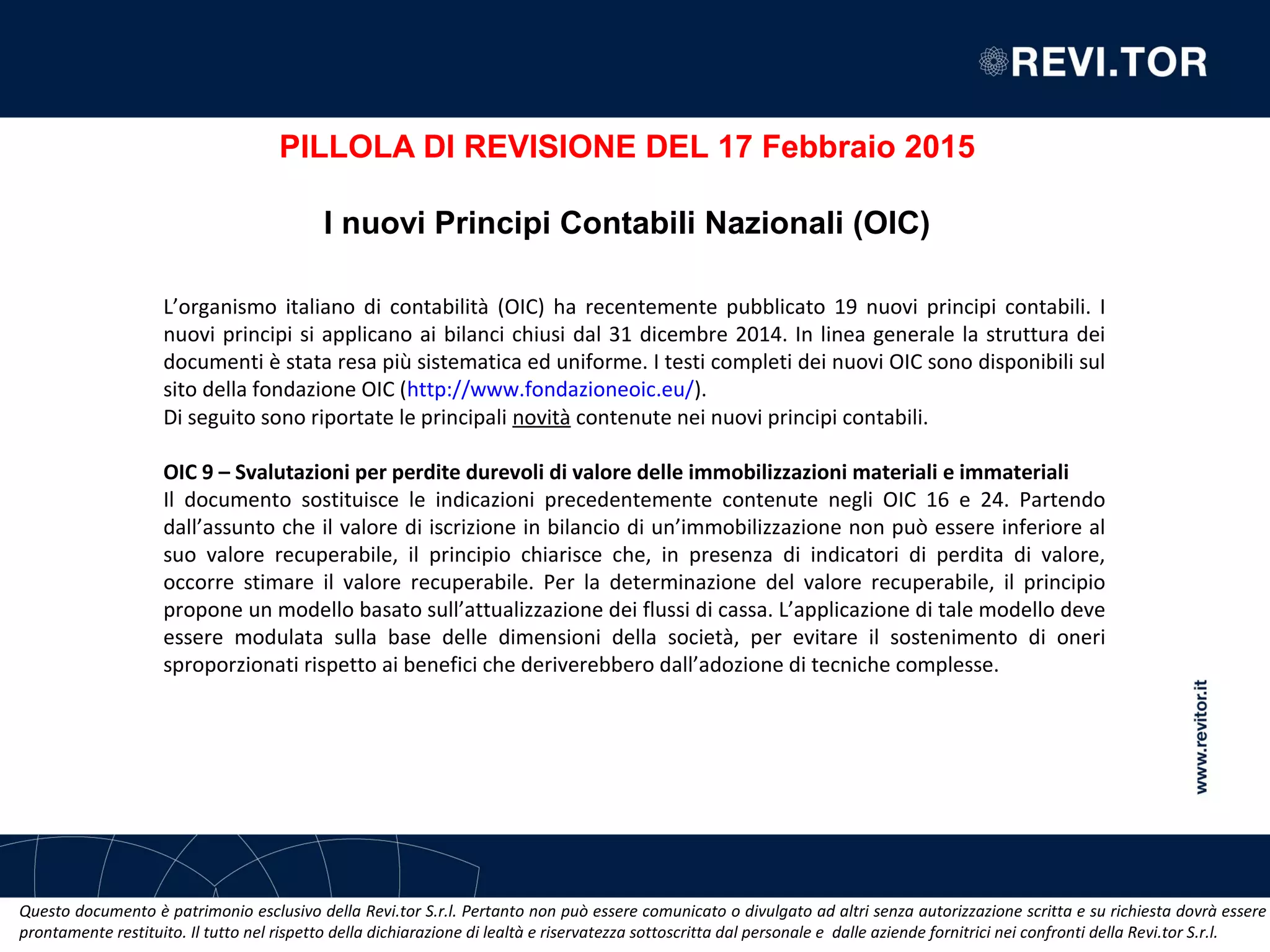 I NUOVI PRINCIPI CONTABILI NAZIONALI (OIC) | PPT