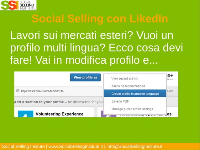Profilo multilingua LinkedIn | ODP