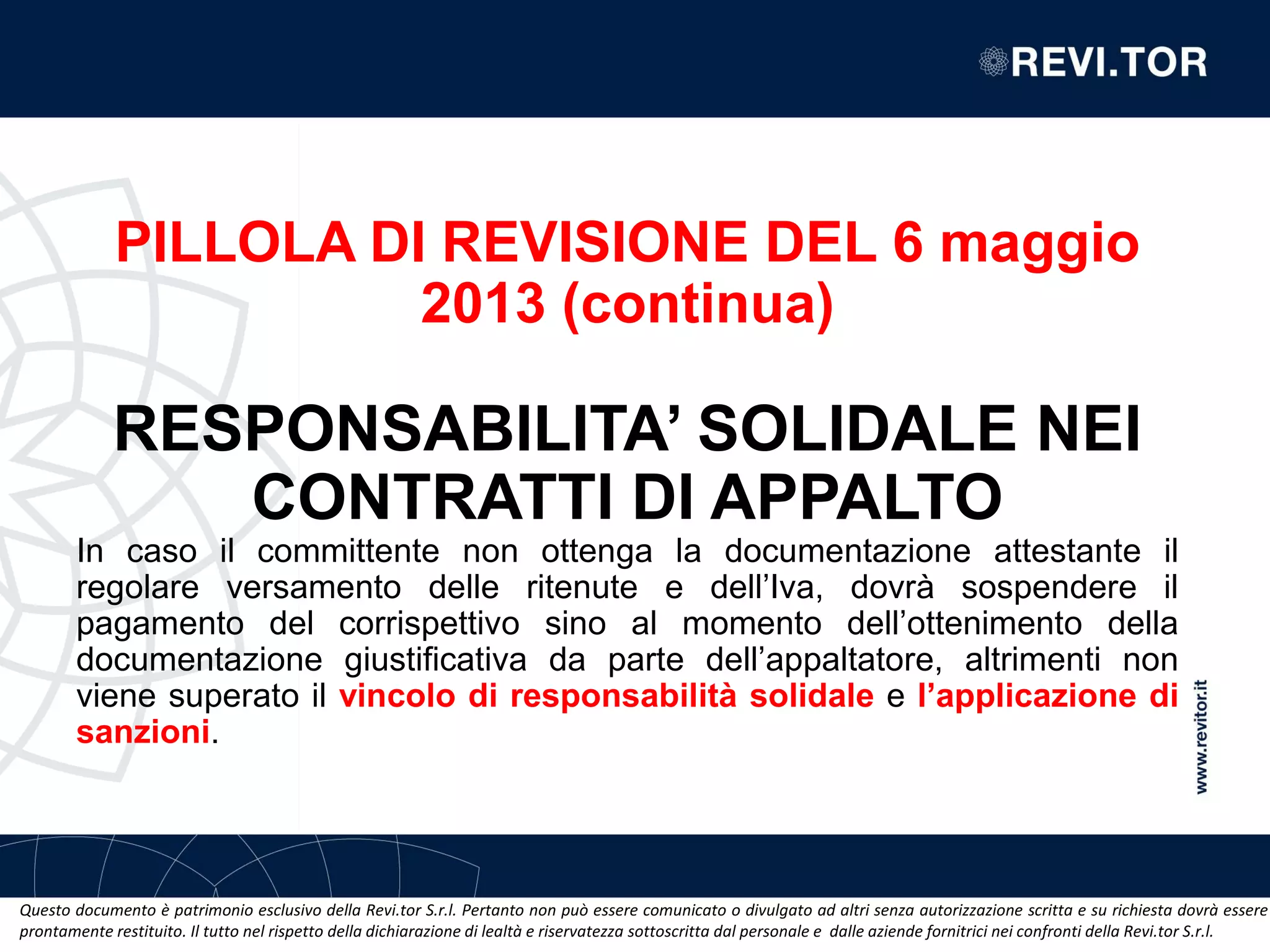 RESPONSABILITA' SOLIDALE NEI CONTRATTI DI APPALTO | PDF | Business ...