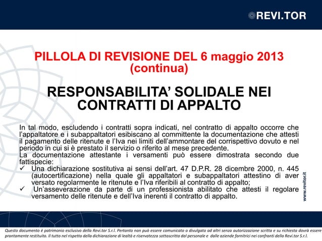 RESPONSABILITA' SOLIDALE NEI CONTRATTI DI APPALTO | PDF | Business ...
