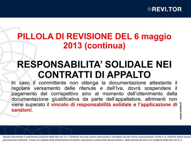 RESPONSABILITA' SOLIDALE NEI CONTRATTI DI APPALTO | PDF | Business ...