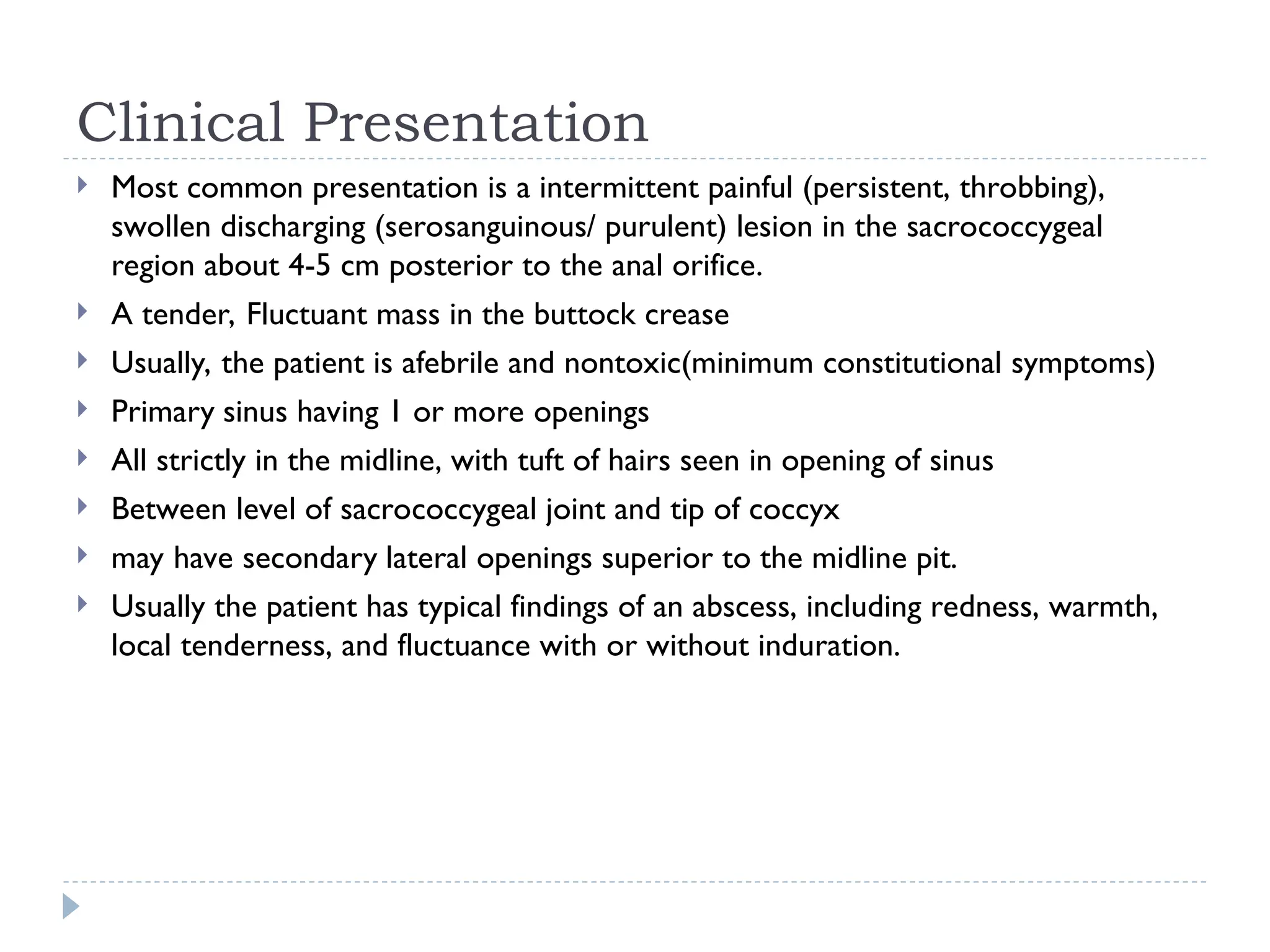 Pilonidal Sinus Definition types history examination treatment | PPT