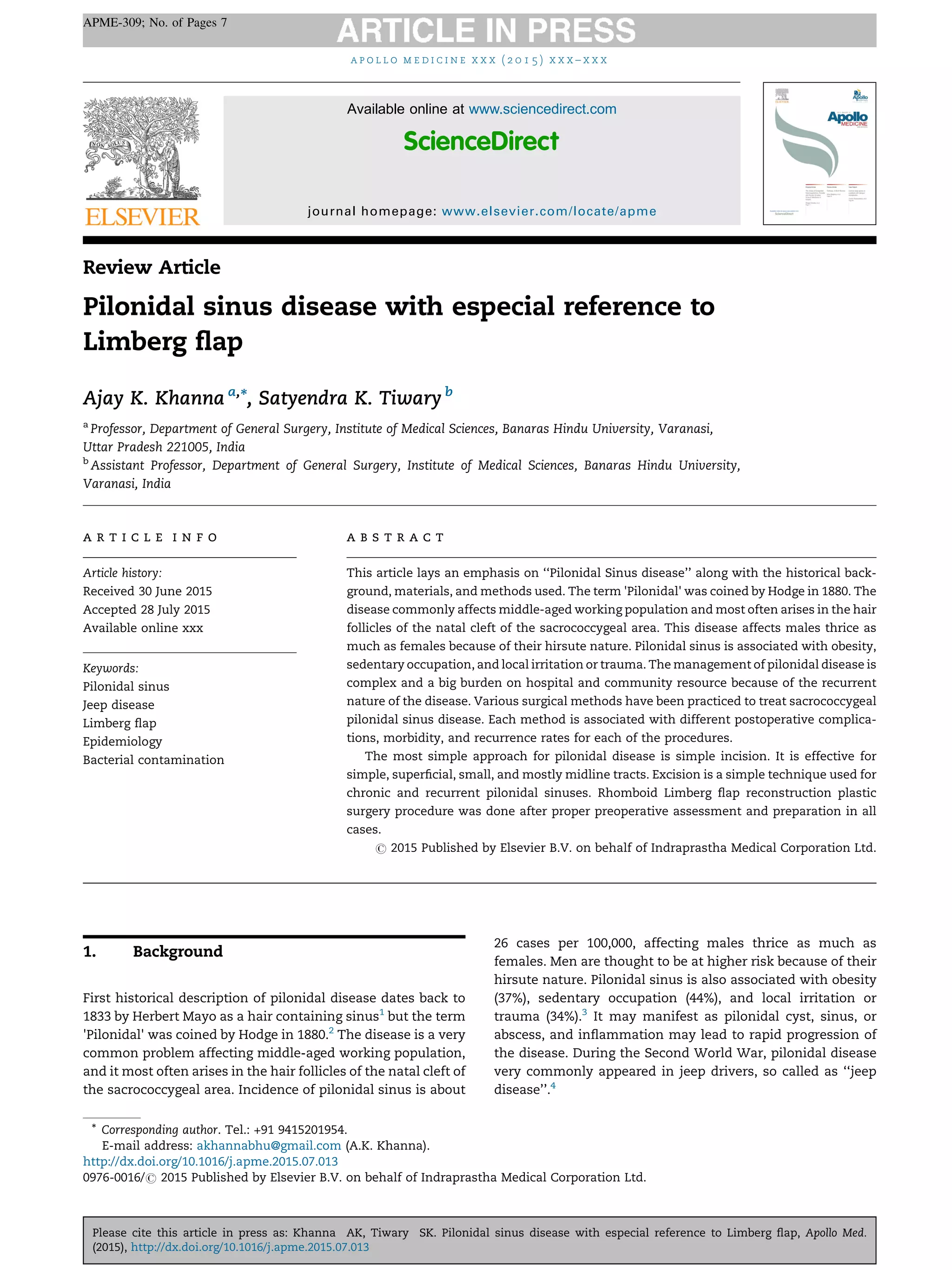 Pilonidal sinus disease with especial reference to Limberg flap | PDF