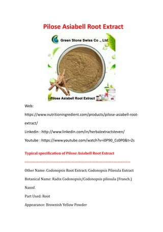Pilose Asiabell Root Extract Benefits,Buy,Price-Green Stone | DOCX