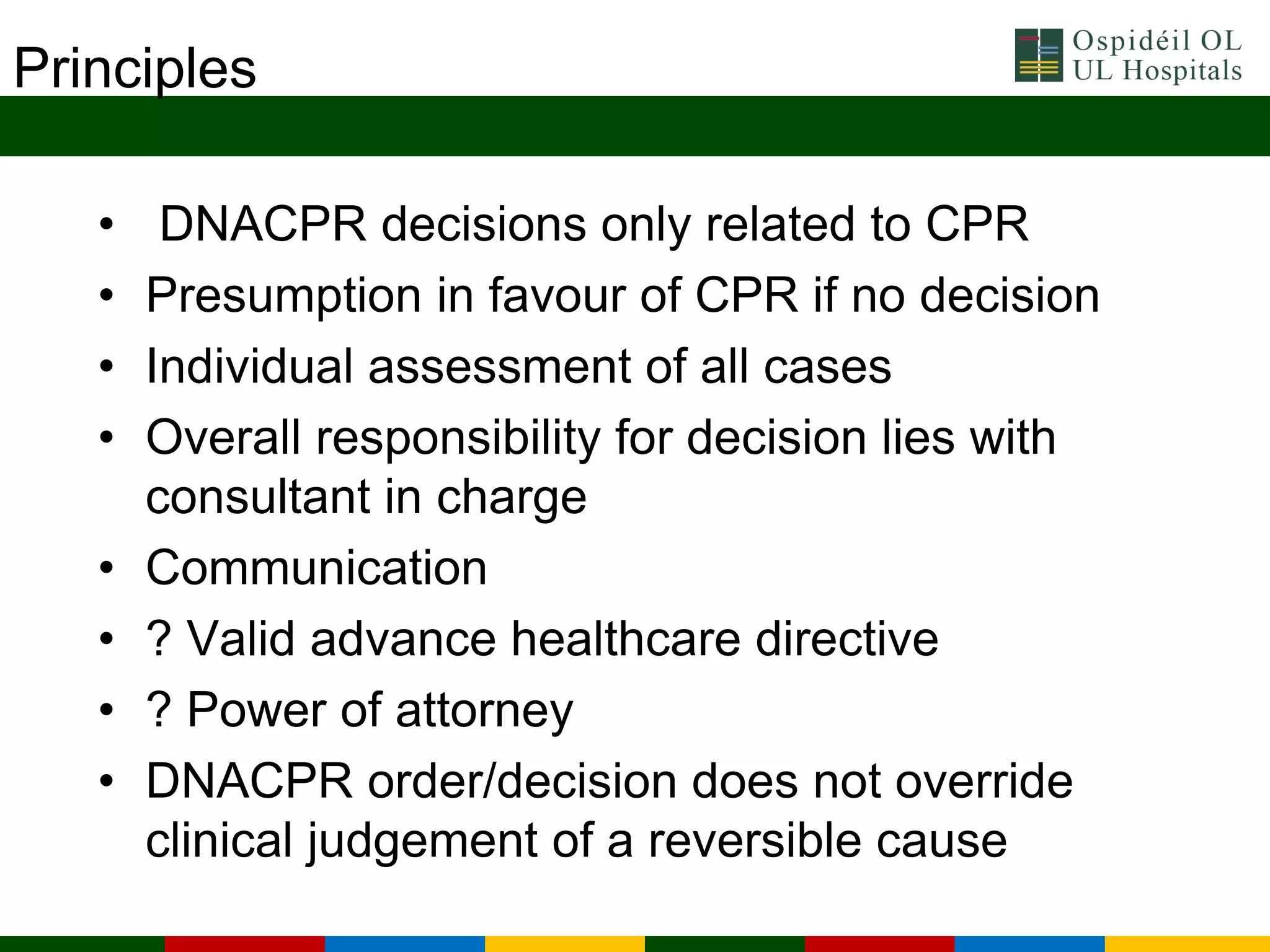 Pilot of a DNACPR Form at University Hospital Limerick (Presentation ...