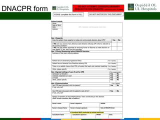 Pilot of a DNACPR Form at University Hospital Limerick (Presentation ...