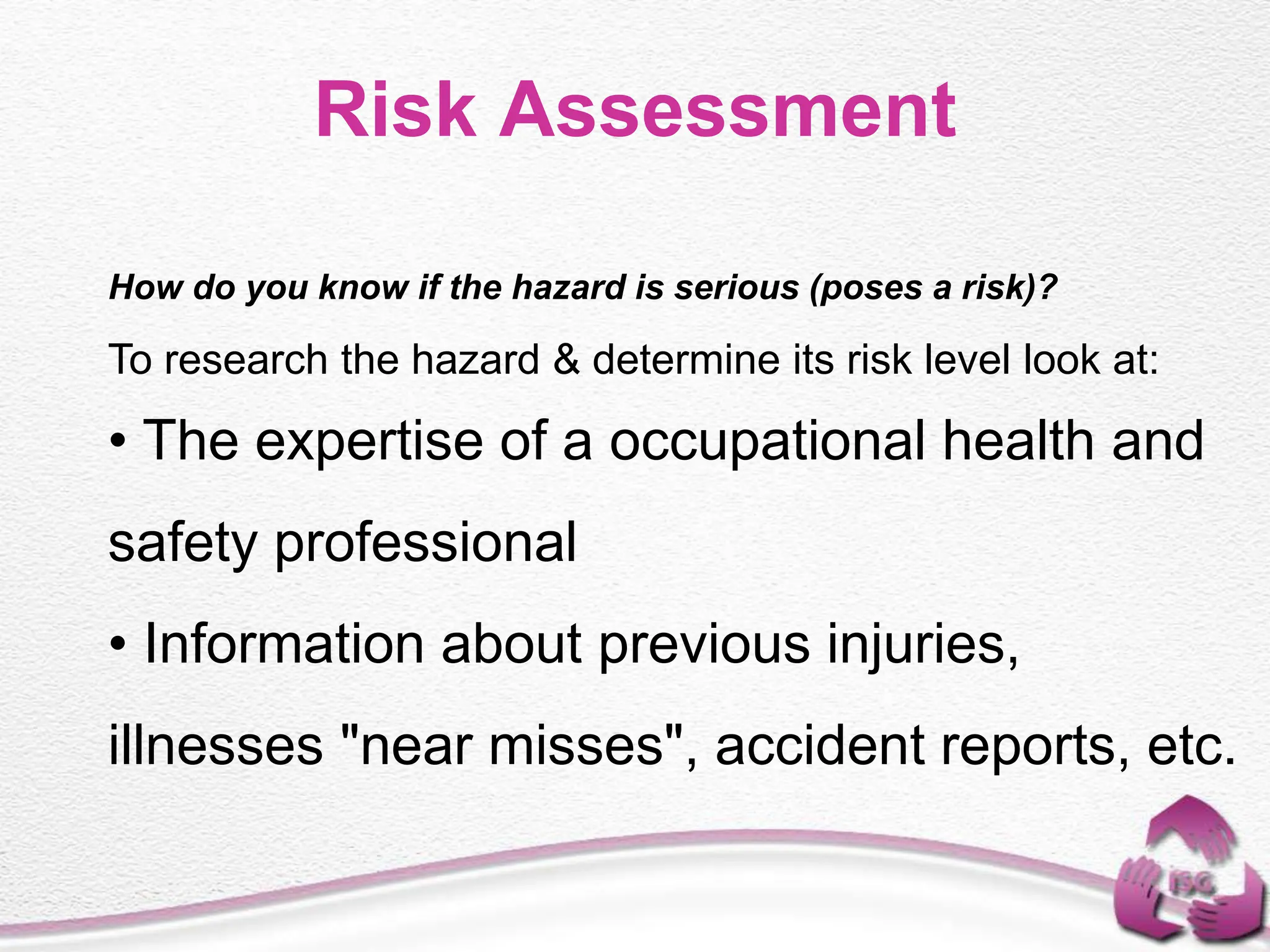 pilot-Risk_Assessment_at_Workplace.ppt | Medical Tests | Medical Health