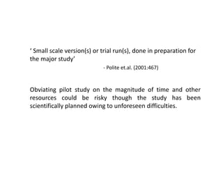 Pilot study in social sciences | PDF