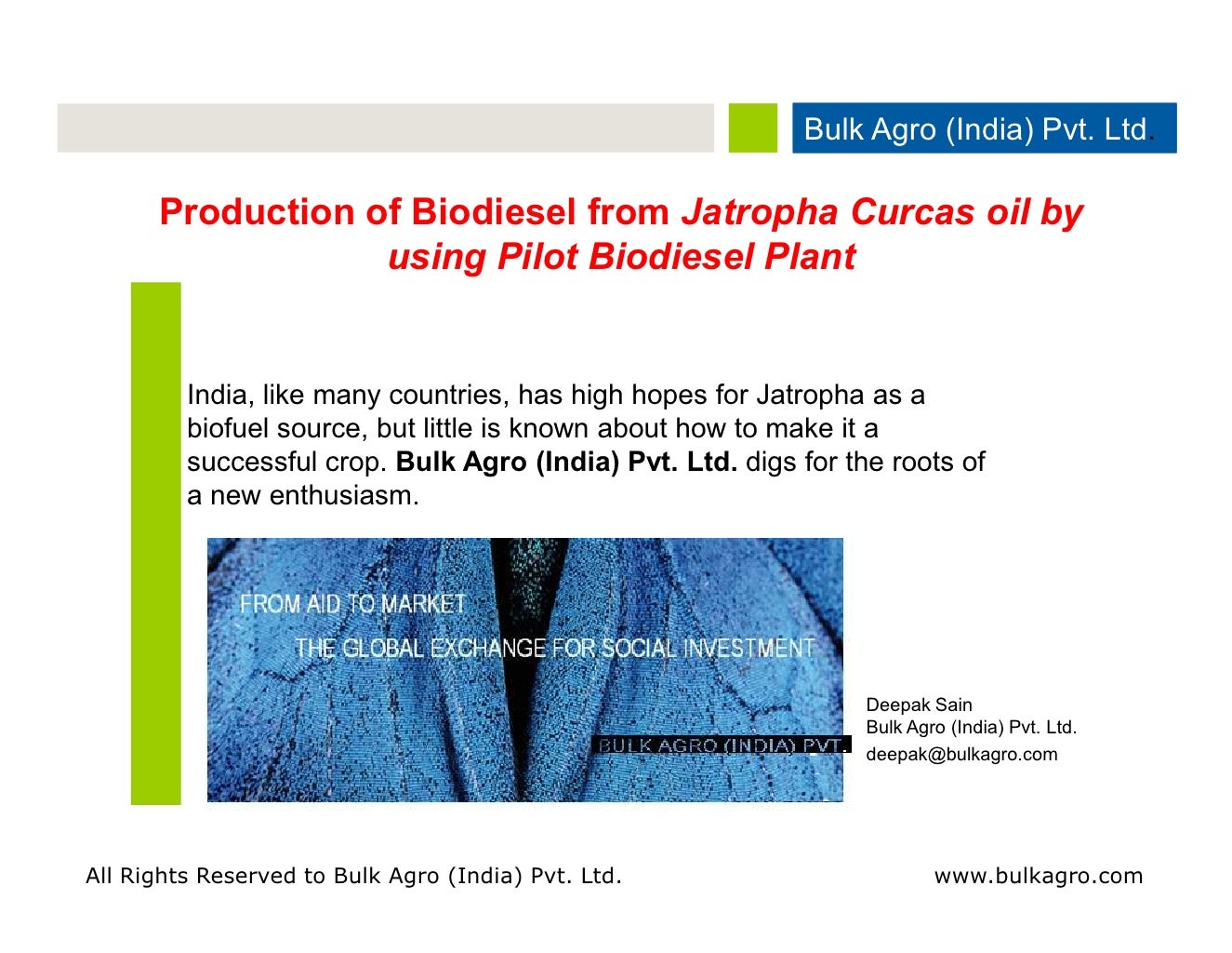 Production of Biodiesel from Jatropha Curcas Oil by using Pilot Biodi…